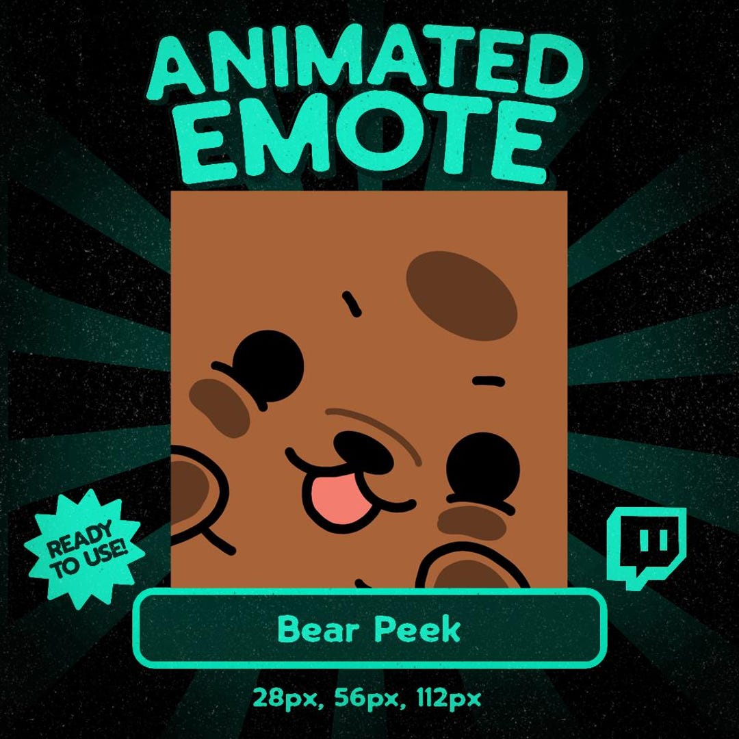 Kawaii Bear Peek Animated Emote for Twitch and Discord, Cute Shy Bear ...