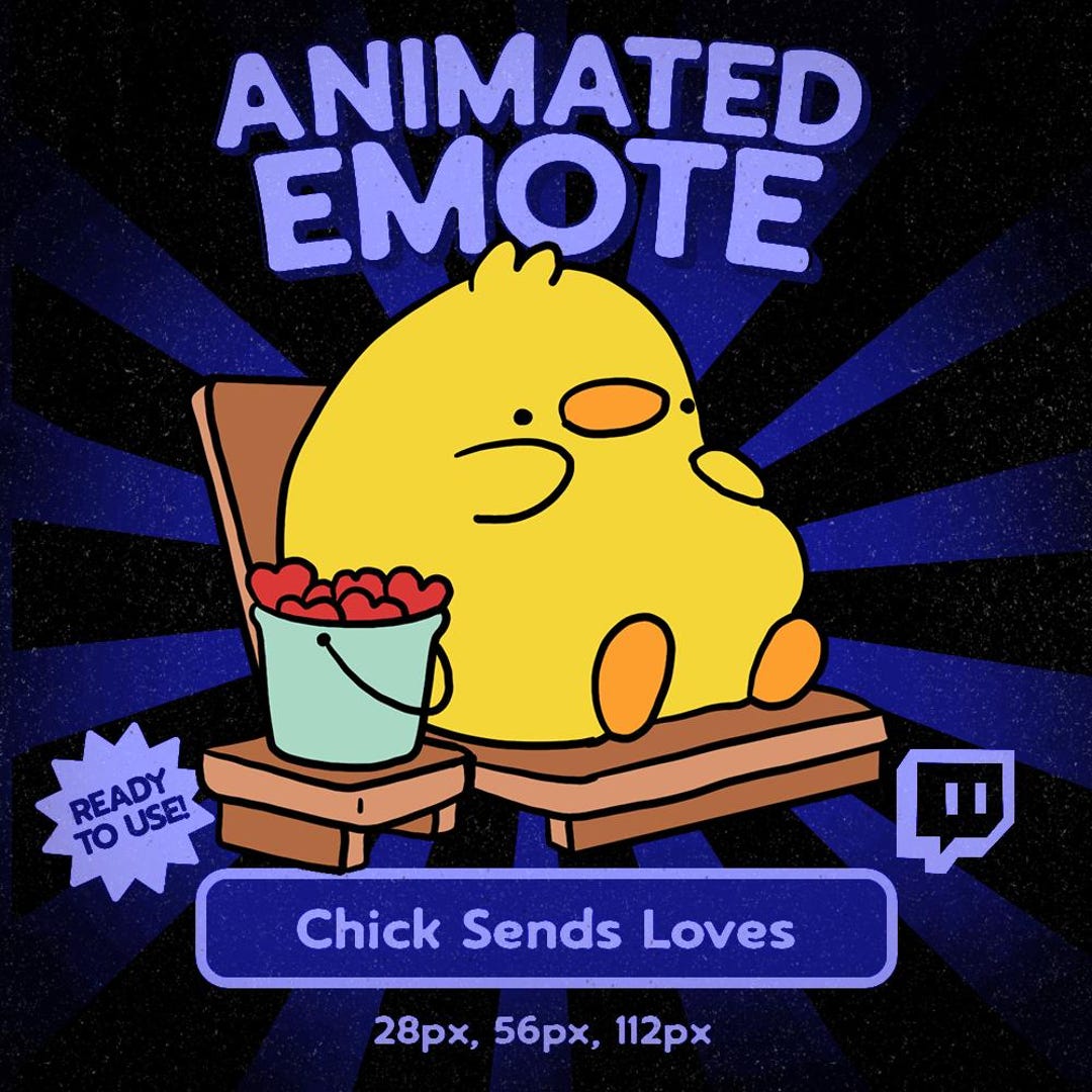 Kawaii Chick Sends Love Animated Emote for Twitch and Discord, Cute ...