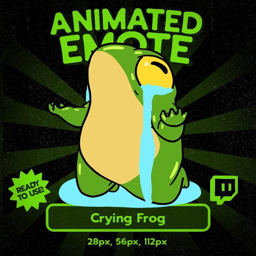 Kawaii Crying Frog Animated Emote for Twitch and Discord, Cute Sad Frog ...