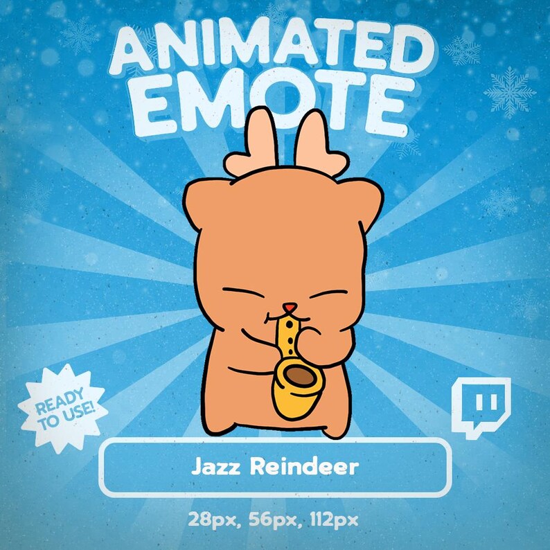 Kawaii Jazz Reindeer Saxophone Animated Emote for Twitch and Discord ...