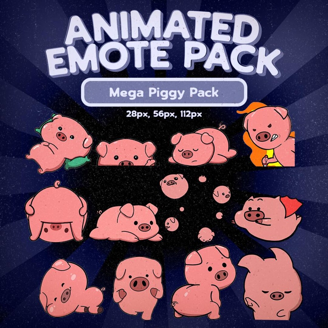 12 Kawaii Pig Emote Pack | Animated Piggy GIF Bundle for Twitch ...