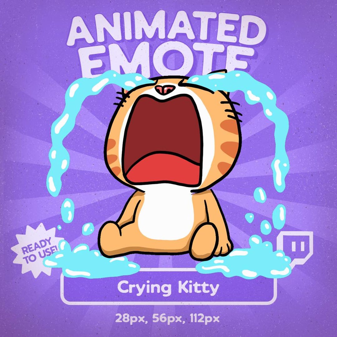 Kawaii Crying Kitty Animated Twitch Emote: Teary Cat GIF - Etsy