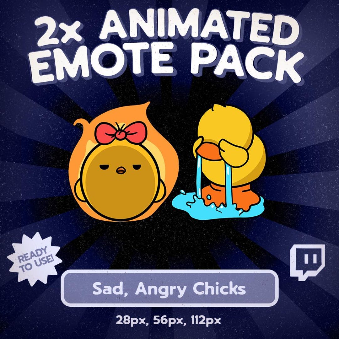 Kawaii Chick Animated Emote Pack for Twitch and Discord, Cute Sad ...