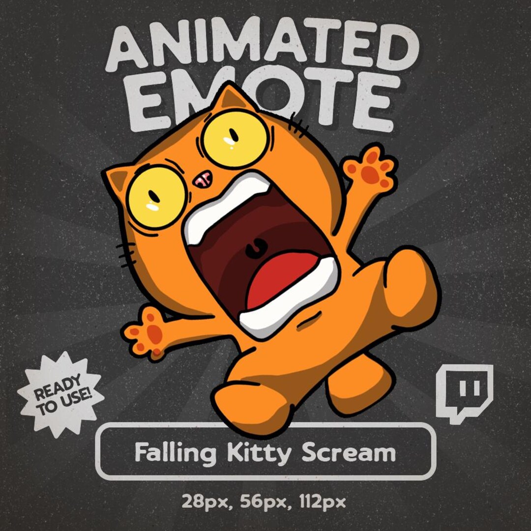 Animated Falling Cat Scream Emote: Funny Twitch/discord/kick Reaction ...