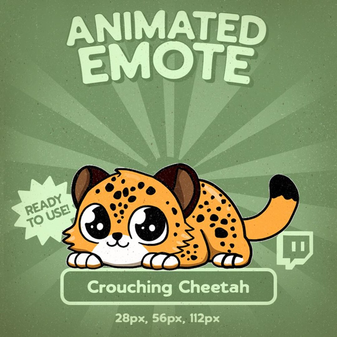 Animated Crouching Cheetah Twitch Emote: Playful Stream Pounce (GIF ...