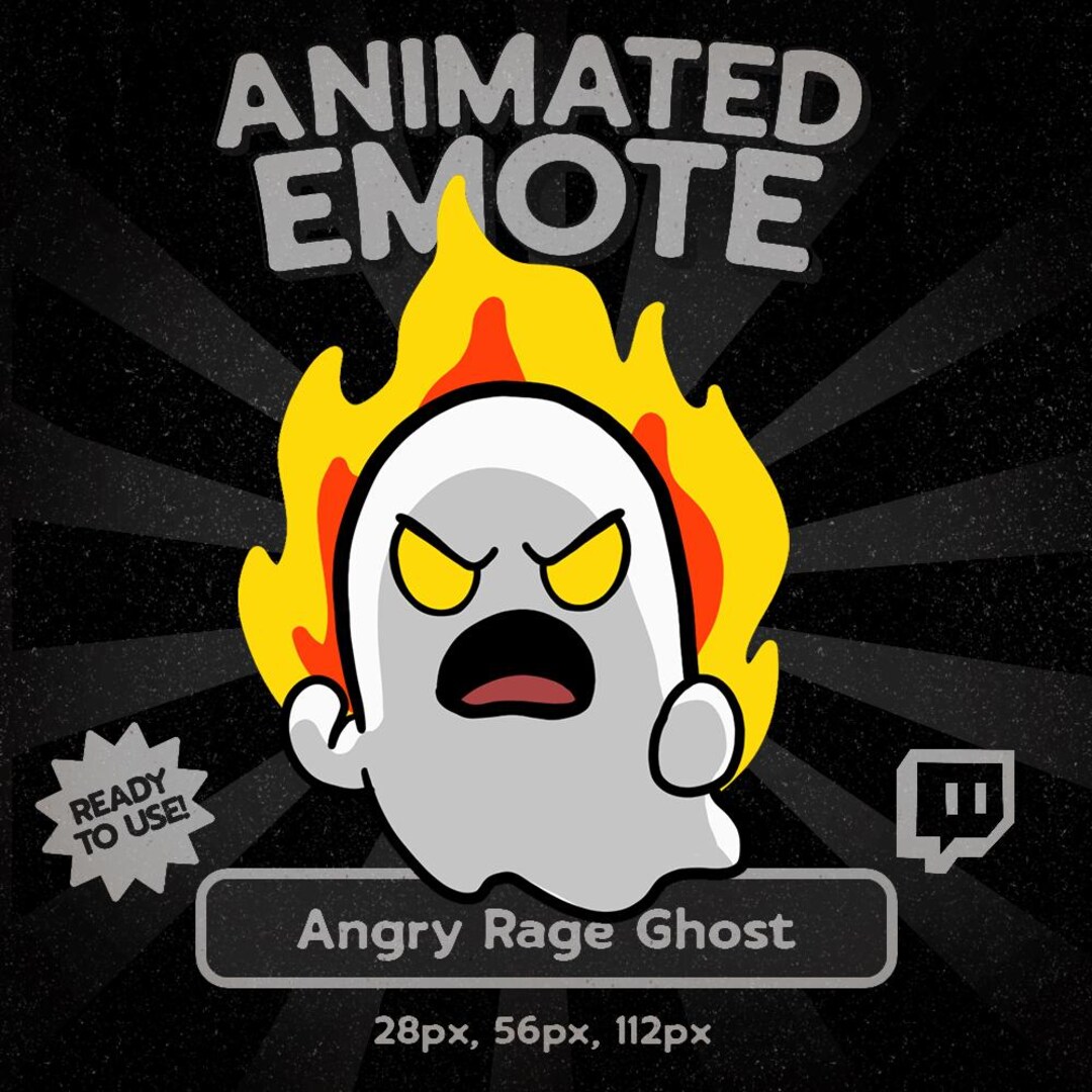 Angry Rage Ghost Animated Emote for Twitch and Discord, Fiery Halloween ...