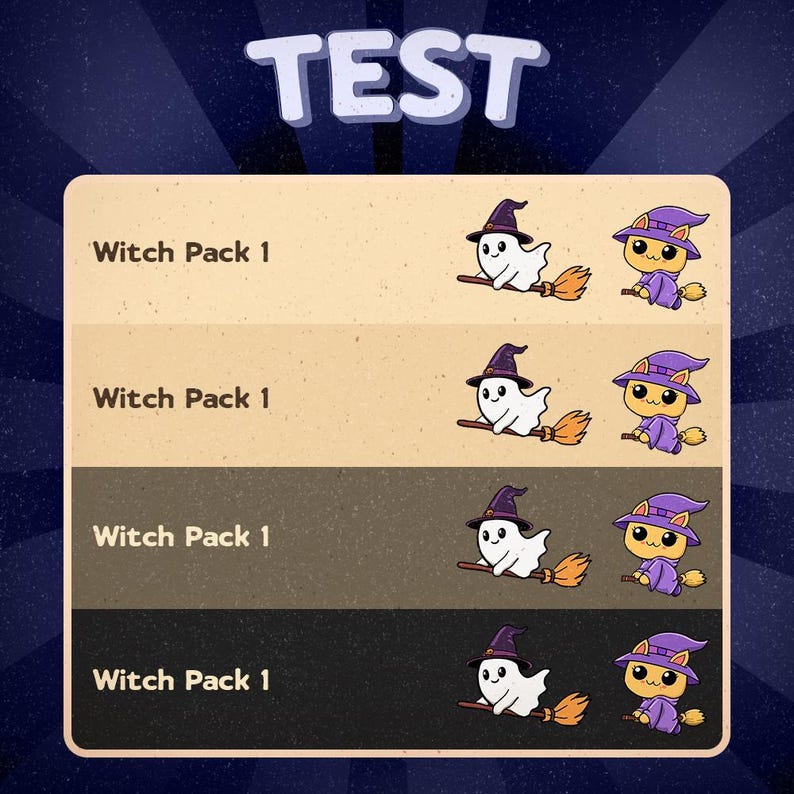 Witch Animated Emote Pack for Twitch and Discord, 2× Cute Flying Ghost ...