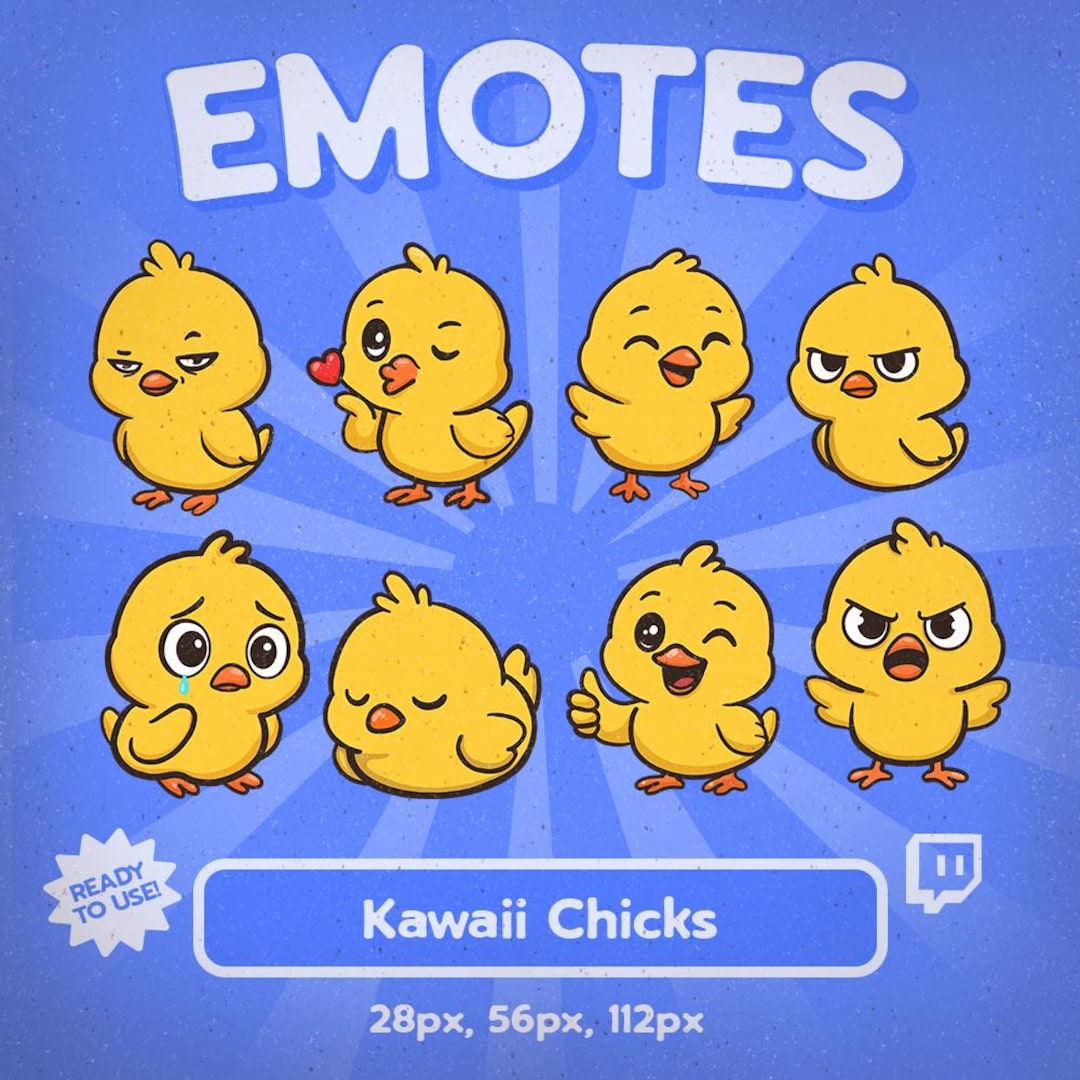 Kawaii 8 Chicks Emote Pack for Twitch and Discord, Cute Baby Chick ...