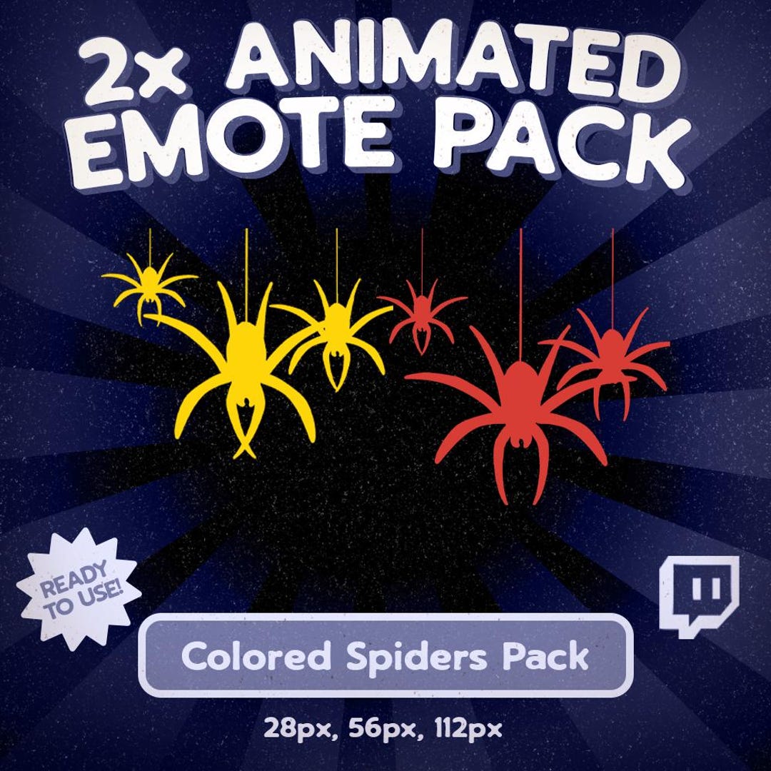 Kawaii Colored Spiders Animated Emote Pack for Twitch and Discord ...