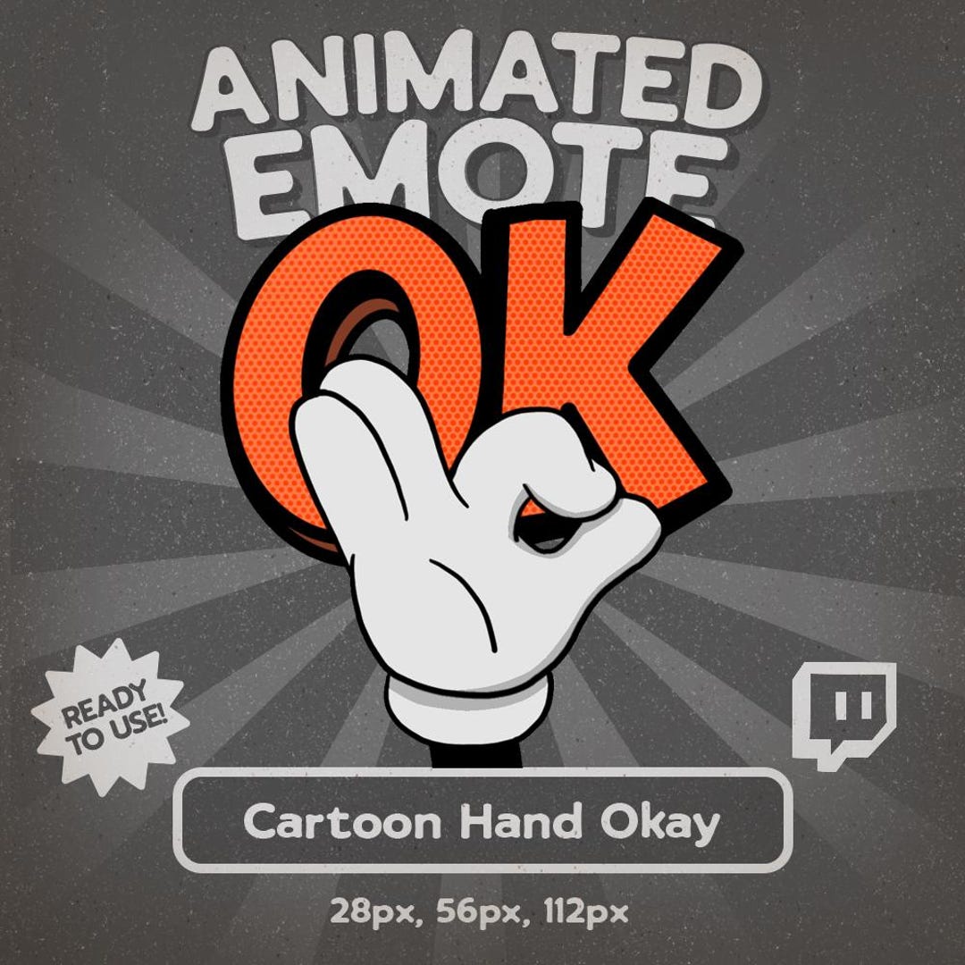 Animated Cartoon Hand OK Emote: Retro Twitch Stream Icon (GIF/PNG ...