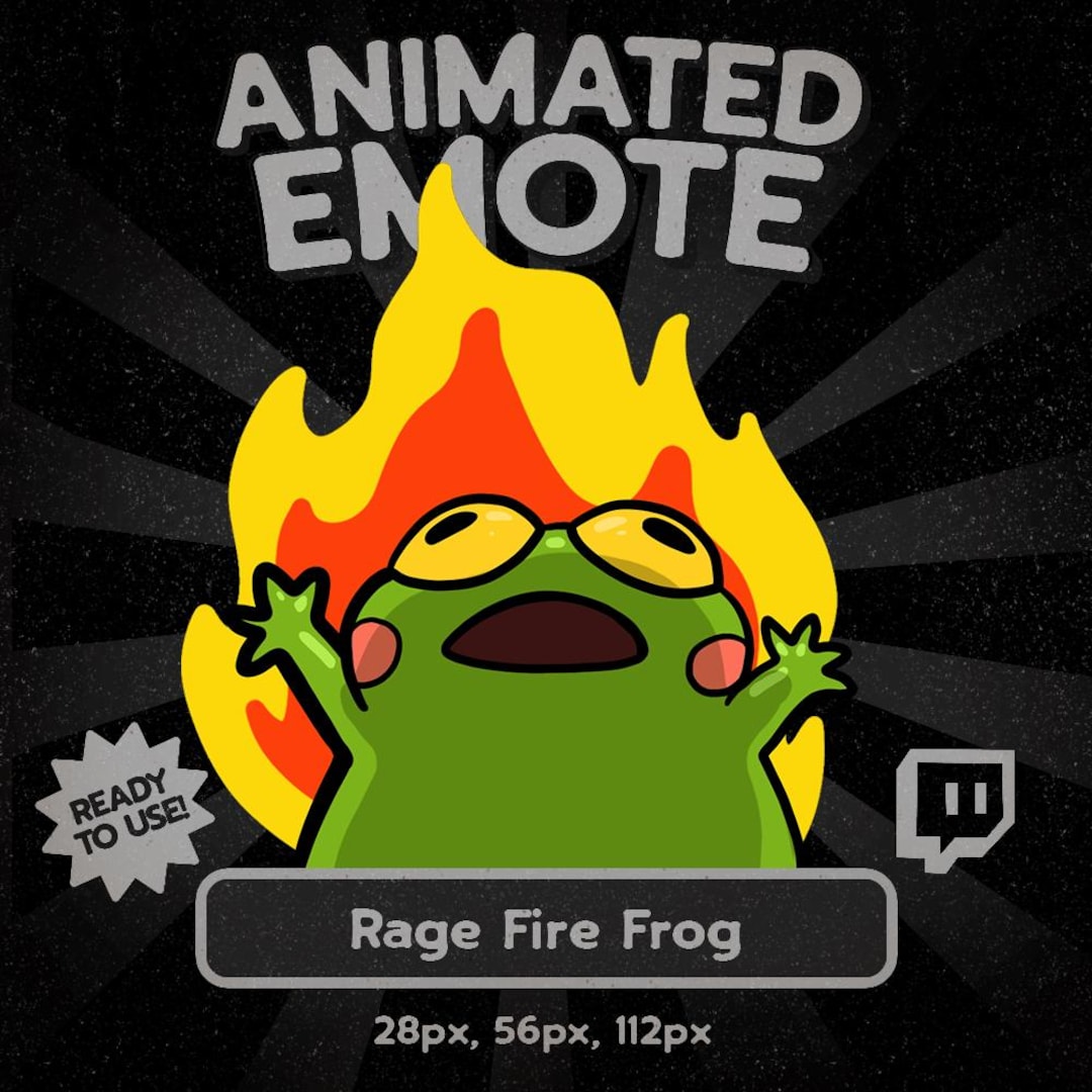 Rage Fire Frog Animated Emote for Twitch and Discord, Funny Angry ...