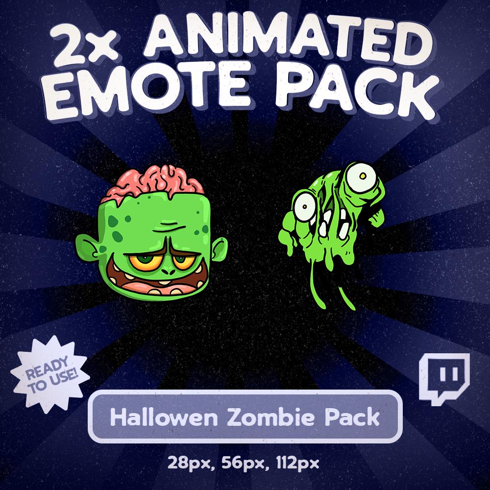 Kawaii Zombie Animated Emote Pack for Twitch and Discord, Brainy & Goo ...