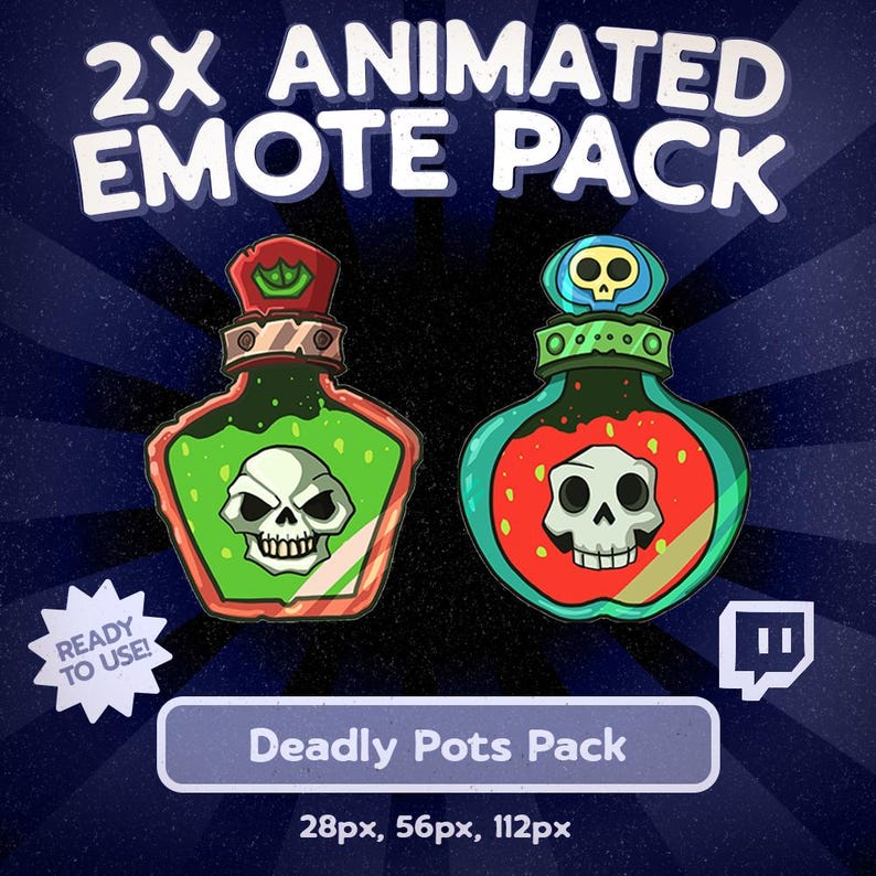 Kawaii Poison Potion Animated Emote Pack for Twitch & Discord, Skull ...