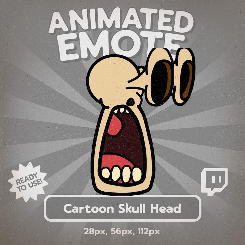 Kawaii Skull Head Animated Twitch Emote | Shocked Skull Emote | Funny ...