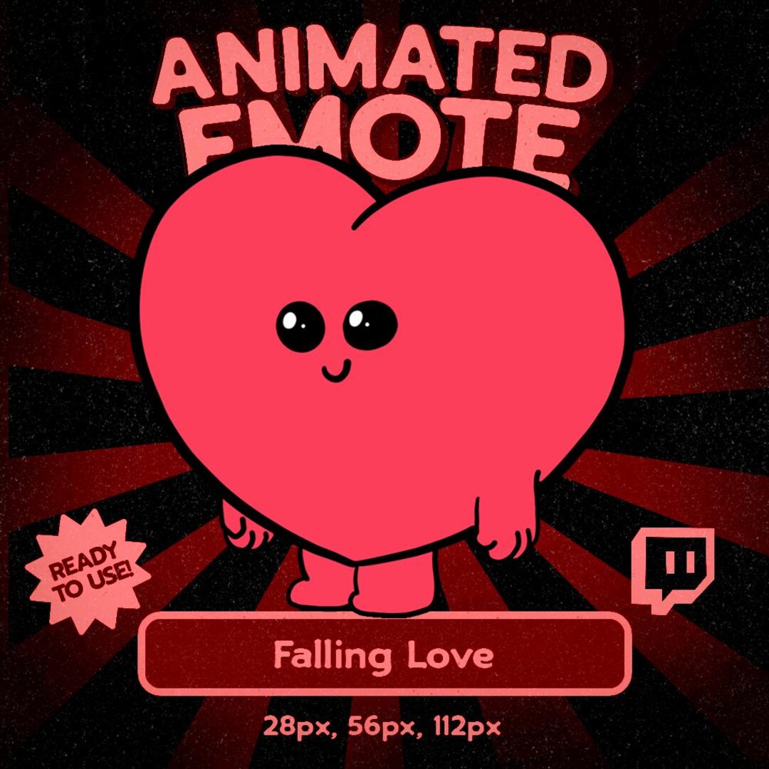 Animated Falling Love Heart Emote for Twitch and Discord, Cute Romantic ...