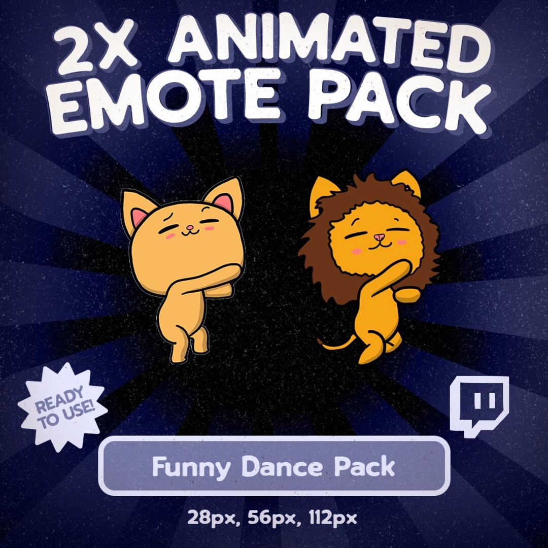 Kawaii Dancing Cat & Lion Animated Emotes: Twitch/discord Stream Assets ...