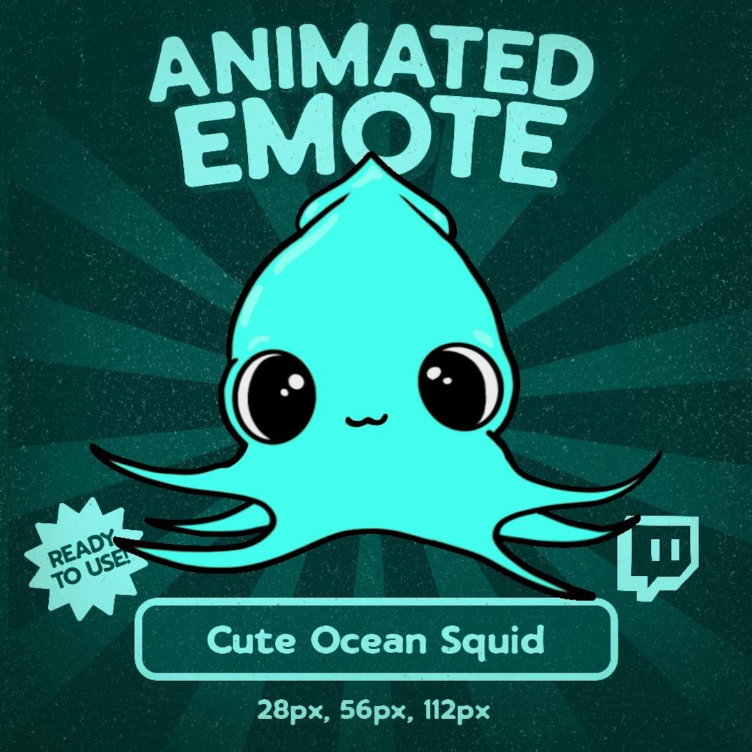 Kawaii Ocean Squid Animated Emote for Twitch & Discord – Cute GIF Emote ...