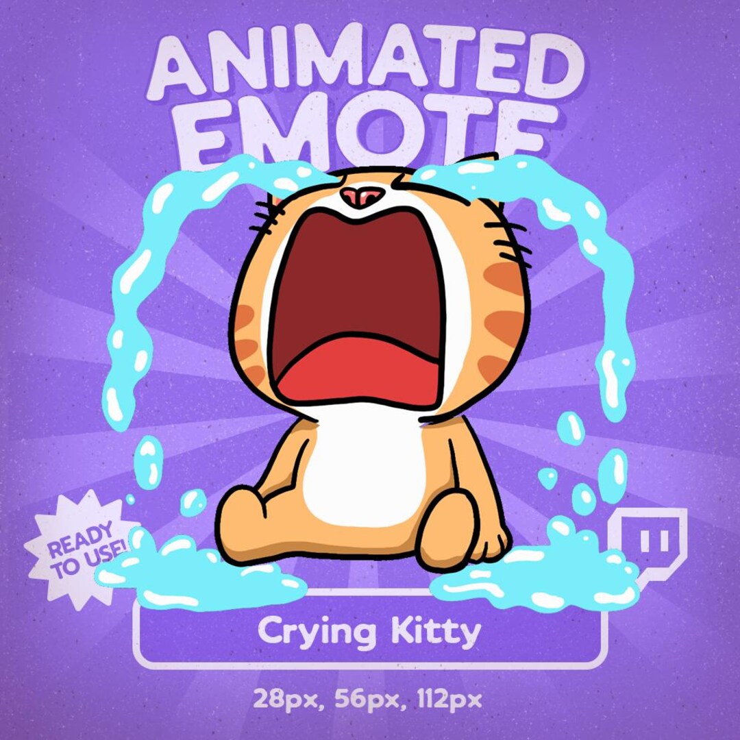 Kawaii Crying Kitty Animated Twitch Emote: Teary Cat GIF - Etsy