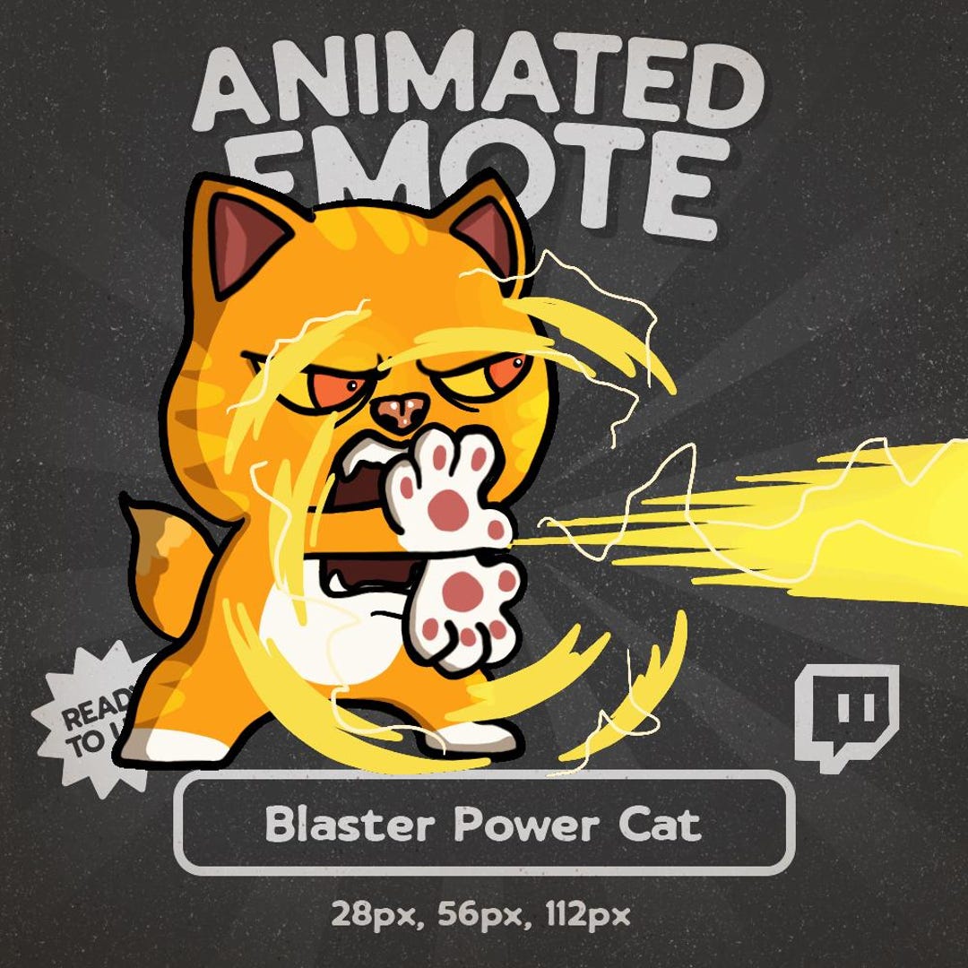 Animated Blaster Power Cat Twitch Emote: Anime Energy Beam - Etsy