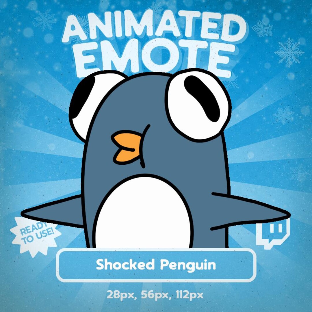 Kawaii Shocked Penguin Animated Emote for Twitch and Discord, Cute ...