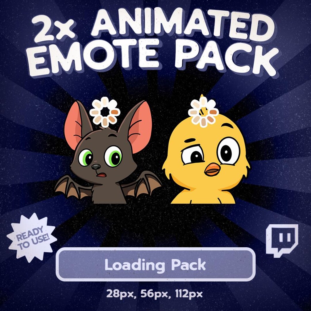 Kawaii Loading Animated Emote Pack for Twitch and Discord, Cute Bat and ...