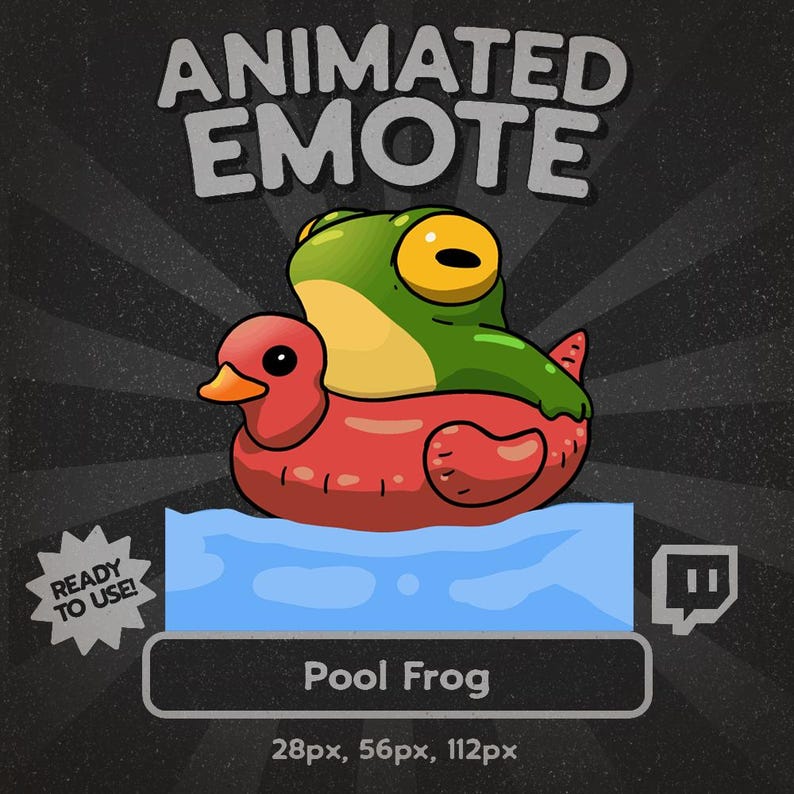 Kawaii Pool Frog Animated Twitch Emote: Rubber Duck Float (GIF Digital ...