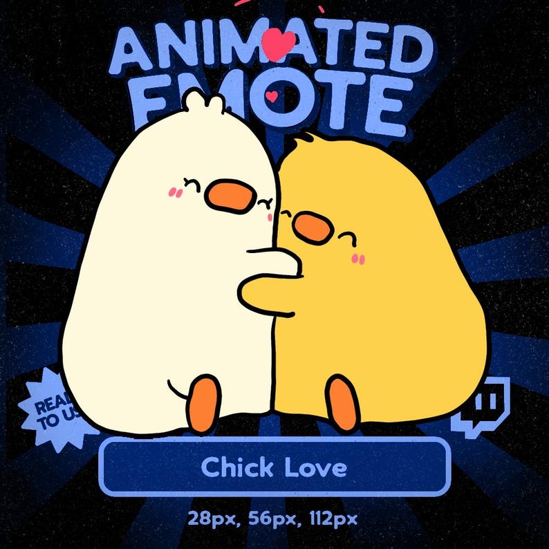 Kawaii Chick Love Animated Emote for Twitch and Discord, Cute Hugging ...