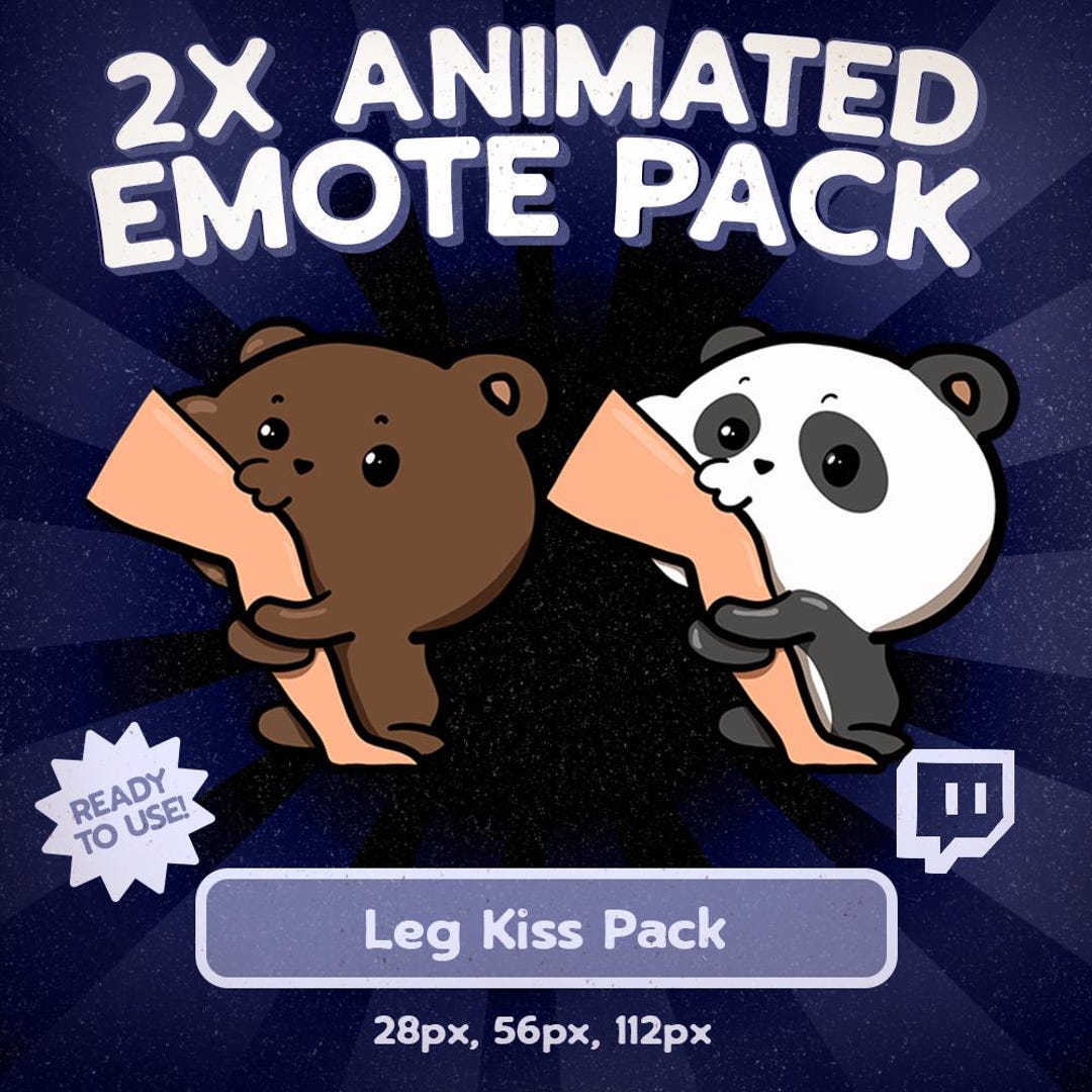 Kawaii Bear & Panda Leg Kiss Animated Twitch Emotes: Clingy-cute GIF ...