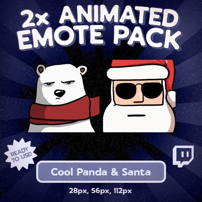 Kawaii Grumpy Polar Bear and Cool Santa Sunglasses Animated Emote Pack ...