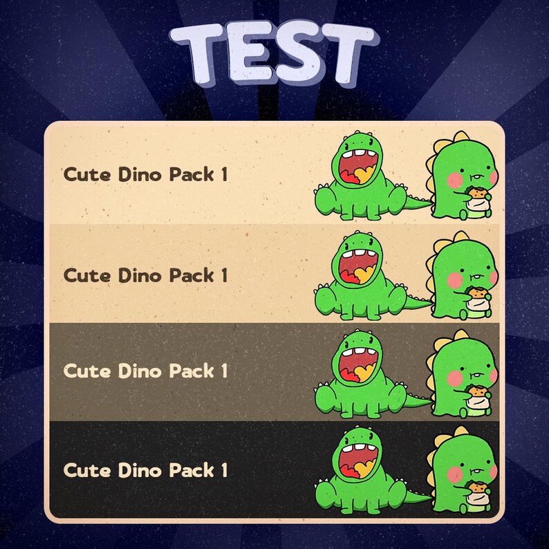 Kawaii Cute Dino Animated Emote Pack for Twitch and Discord, Funny ...