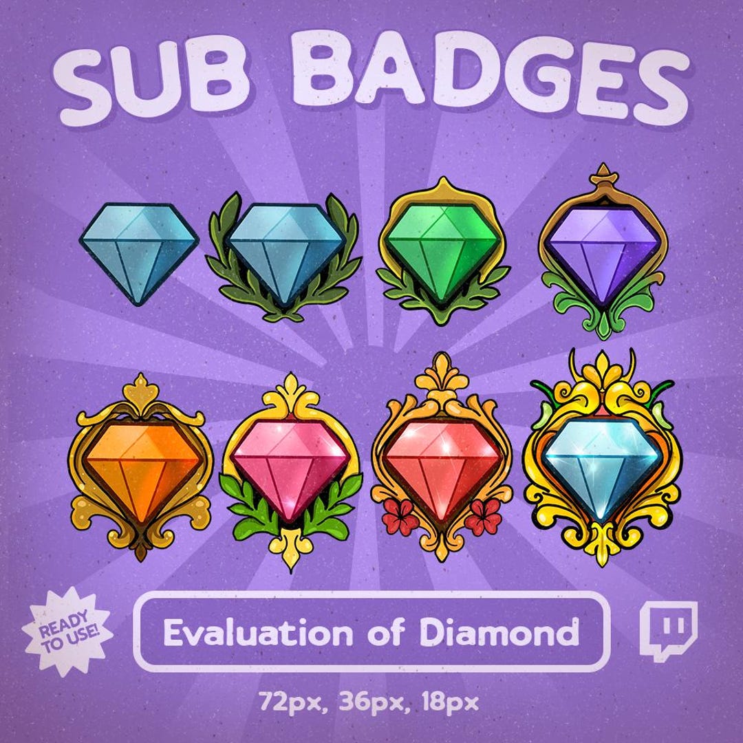 Diamond Evolution Twitch Sub Badges: Kawaii Gemstone Subscriber Rewards ...