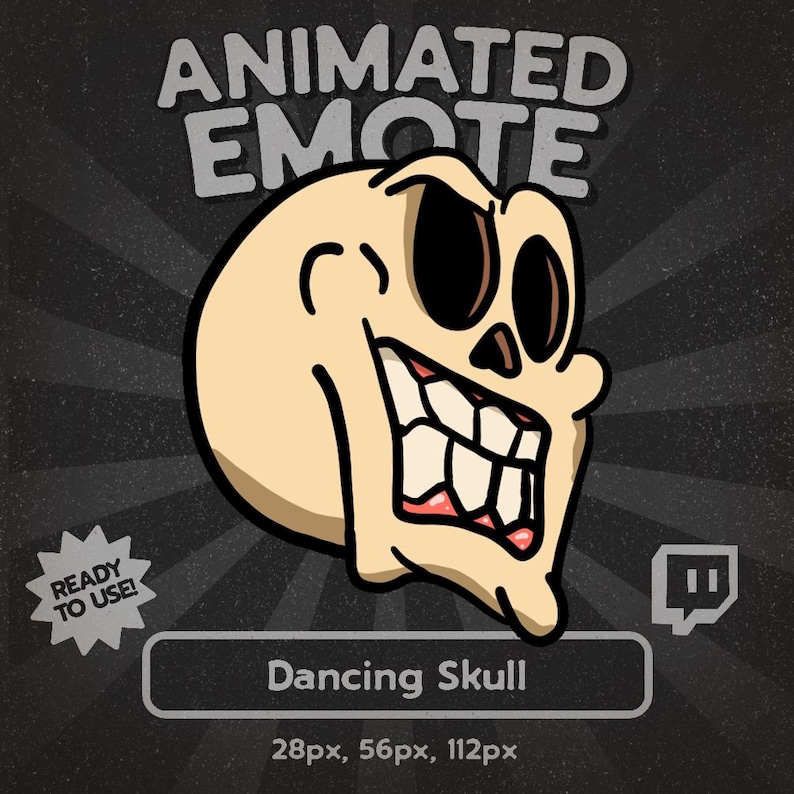 Kawaii Dancing Skull Animated Twitch Emote – Halloween Spooky Reaction ...