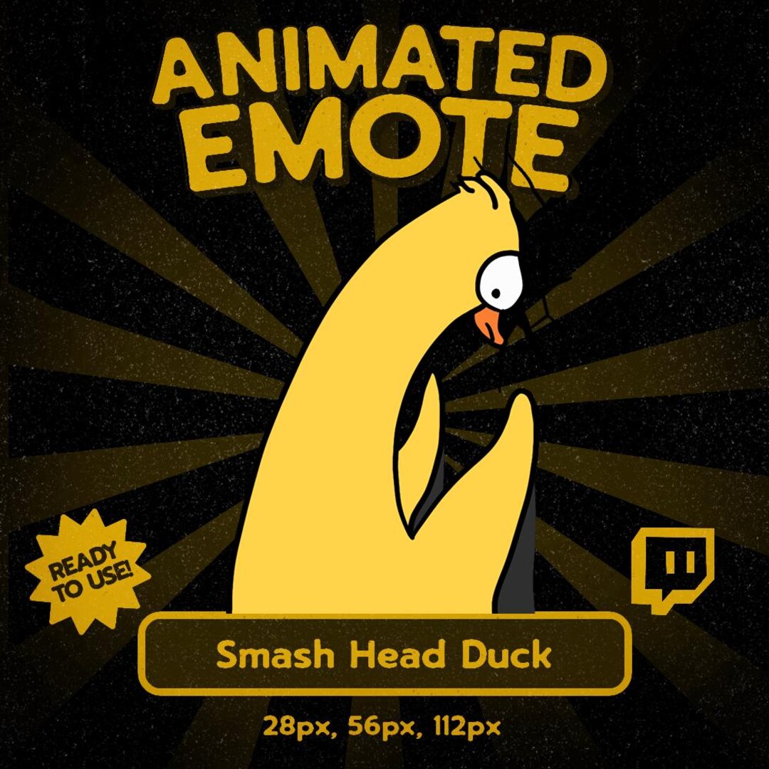 Kawaii Smash Head Duck Animated Emote for Twitch and Discord, Funny ...