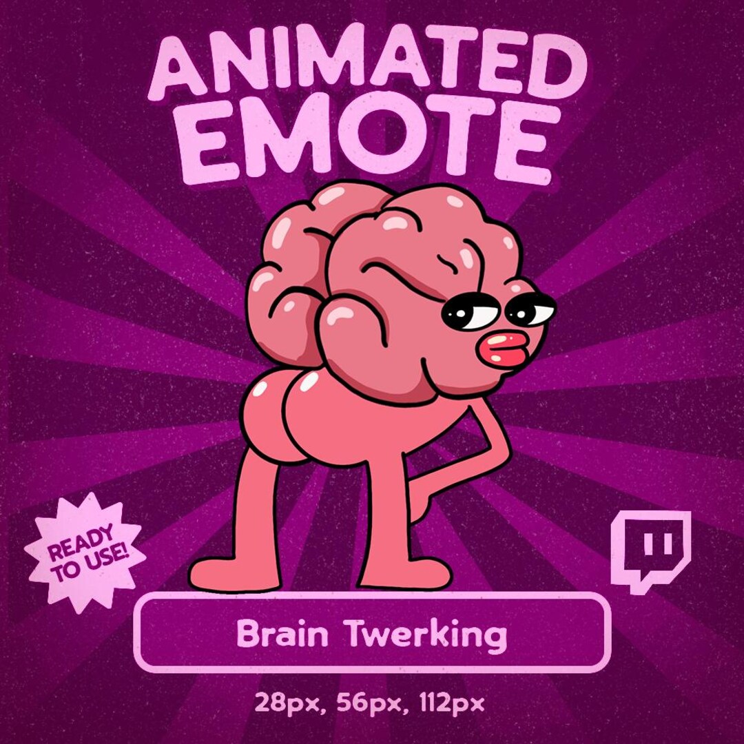 Kawaii Brain Twerking Animated Emote for Twitch and Discord, Funny ...