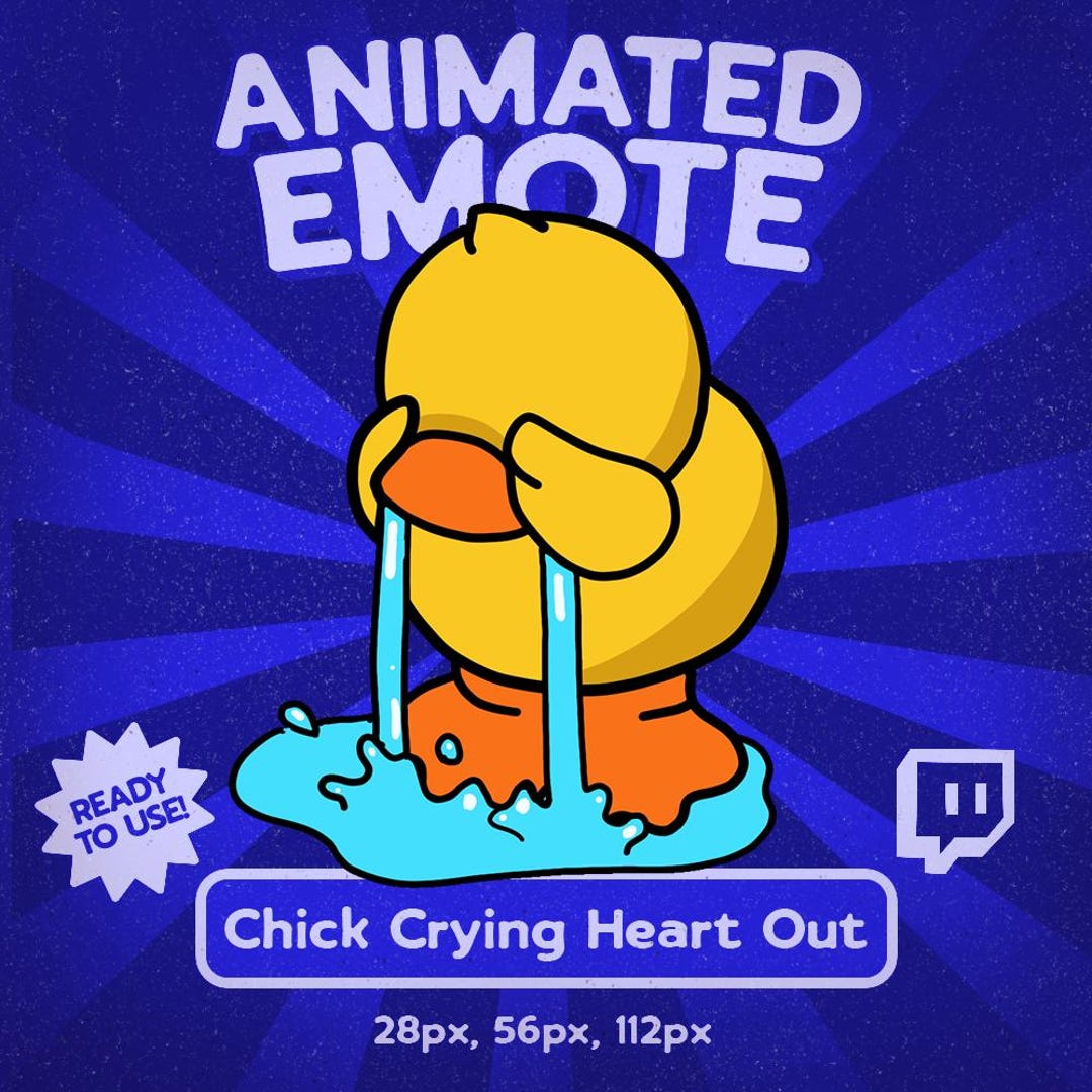 Kawaii Chick Crying Heart Out Animated Emote for Twitch and Discord ...