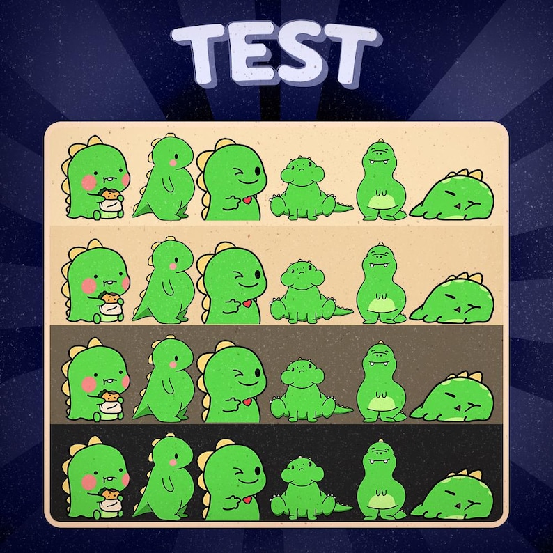 Kawaii Dino Emote Pack Animated for Twitch and Discord, Cute Dinosaur ...