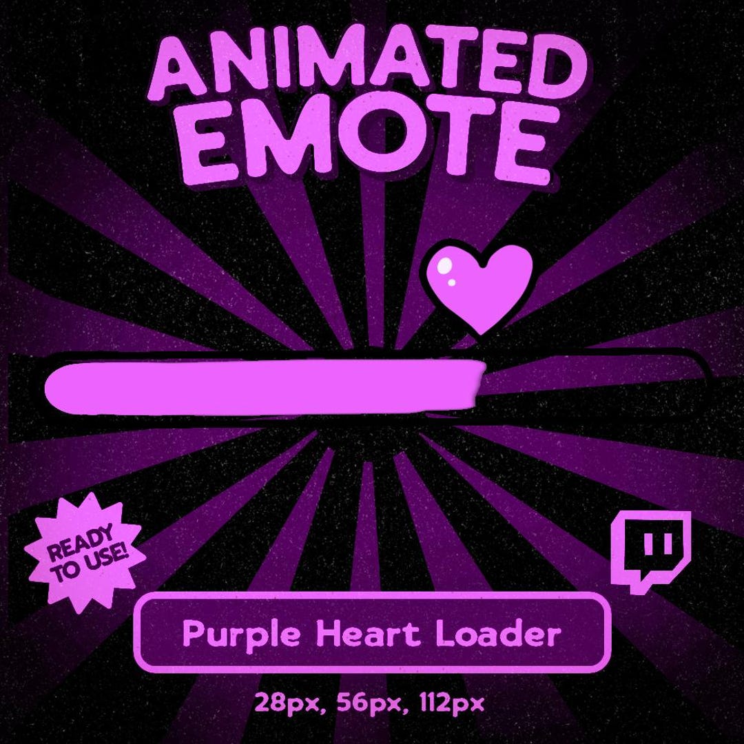 Kawaii Purple Heart Loader Animated Emote for Twitch and Discord, Cute ...