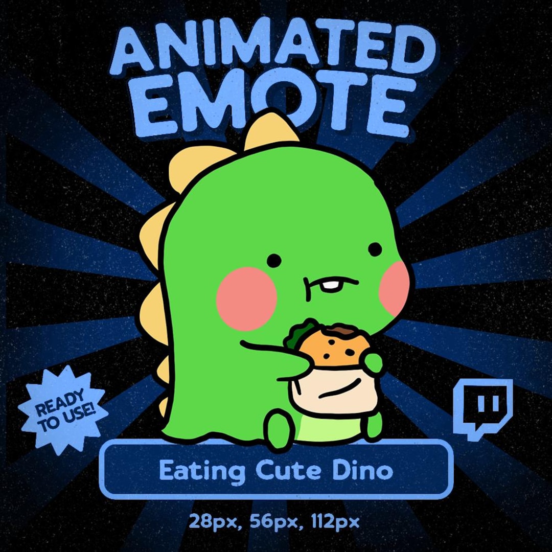 Kawaii Eating Cute Dino Animated Emote for Twitch and Discord, Adorable ...