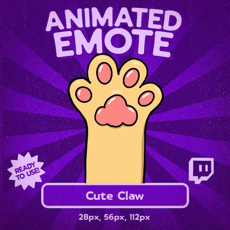 Kawaii Cat Paw Cute Claw – Animated Twitch & Discord Emote, Kitty High ...
