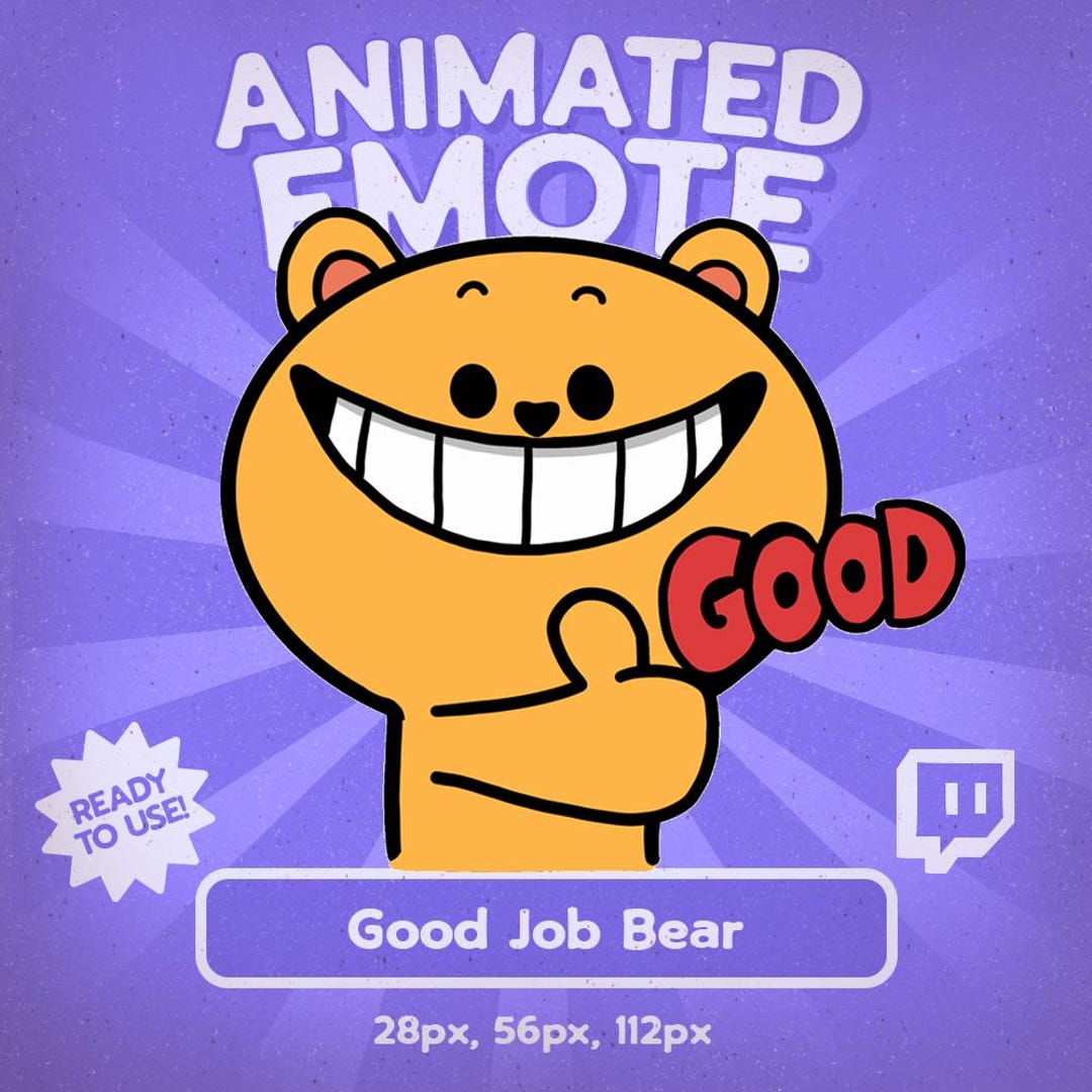 Kawaii Good Job Bear Animated Twitch Emote: Positive Reaction GIF ...