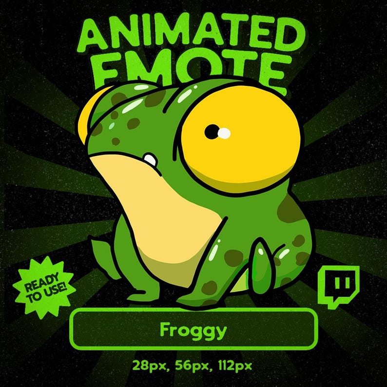 Kawaii Frog Animated Emote for Twitch and Discord, Cute Froggy Reaction ...