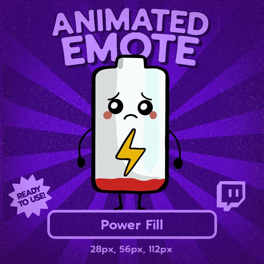 Kawaii Animated Twitch Emote: Low Battery Power Fill (GIF Download) - Etsy