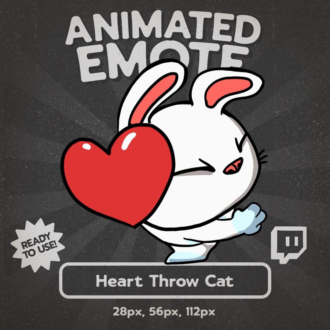 Kawaii Heart Throw Cat Animated Emote: Streamer Support (GIF Digital ...