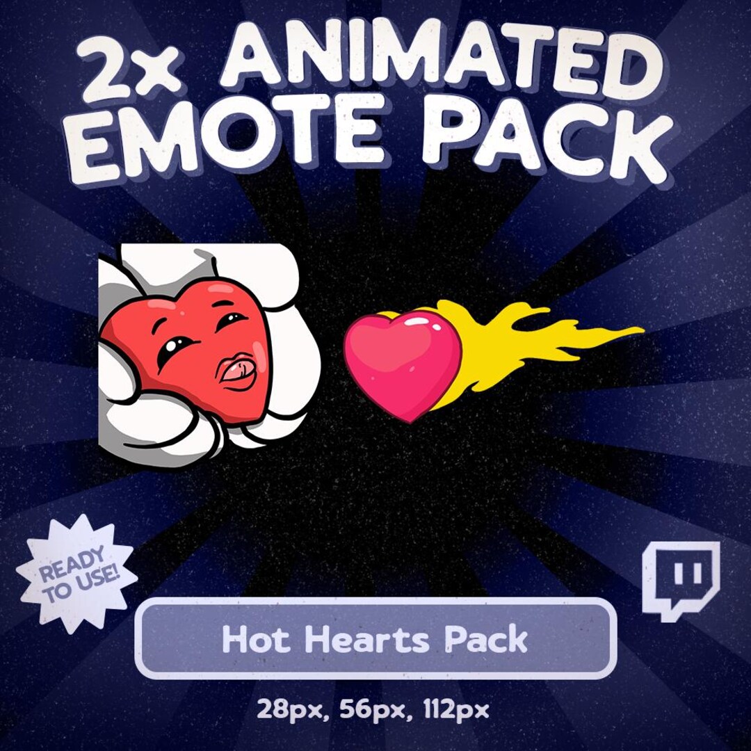 Kawaii Hot Hearts Pack Animated Emote Set for Twitch and Discord, Spicy ...