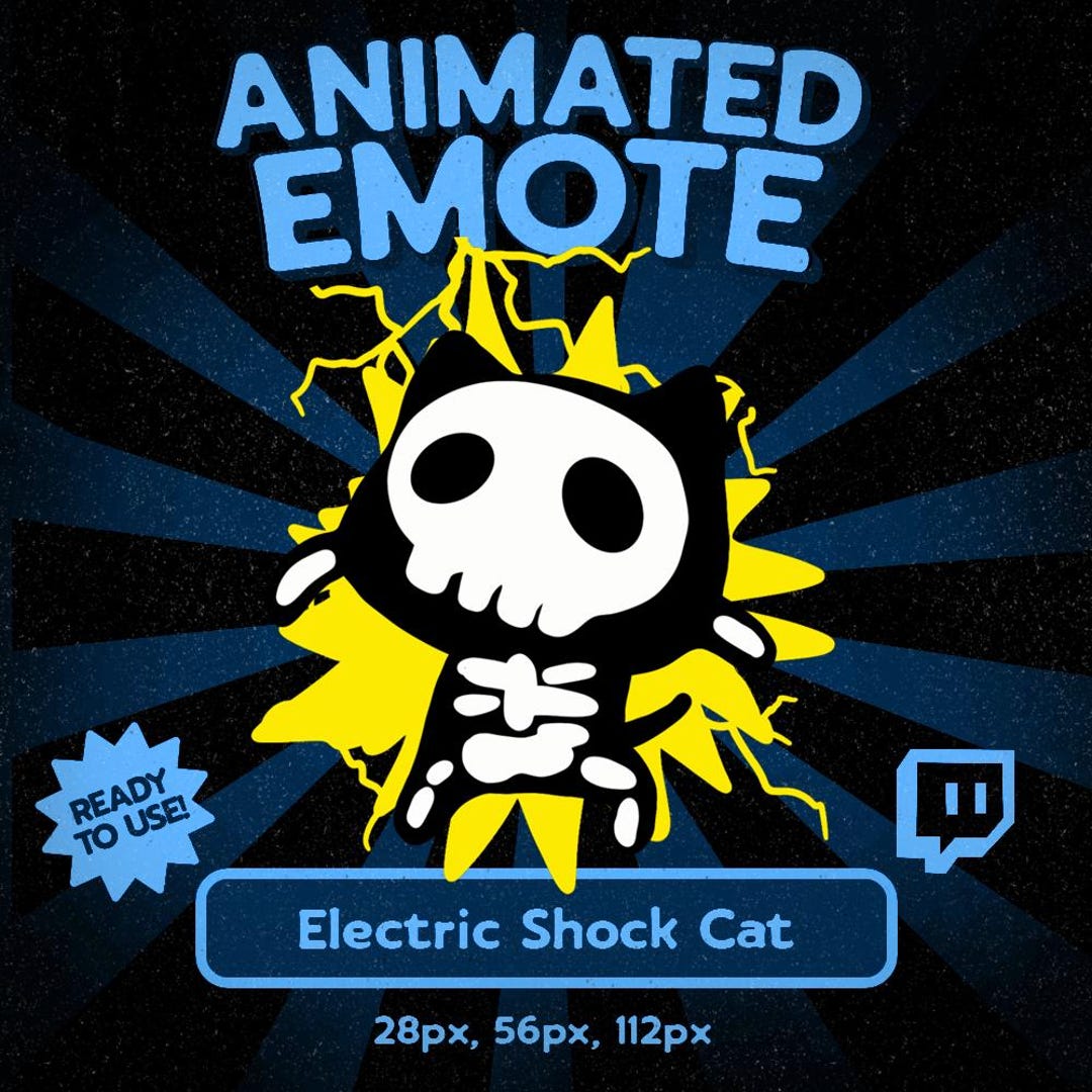 Animated Electric Shock Cat Emote for Twitch and Discord, Funny ...