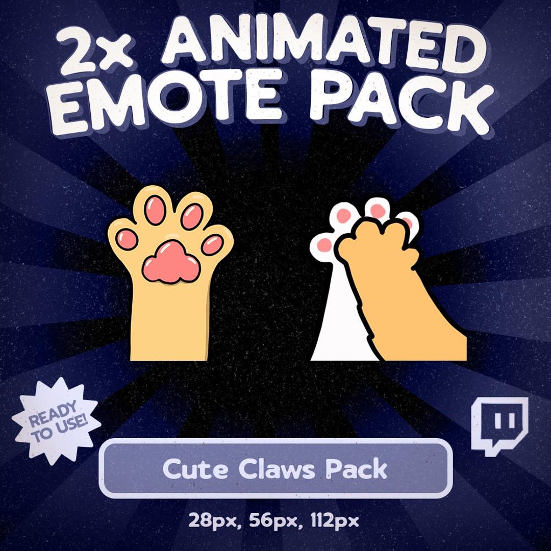Kawaii Cute Claws Animated Emote Pack for Twitch and Discord, Cat Paw ...