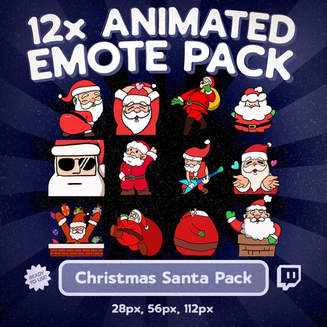 Kawaii Christmas Santa Animated Emote Mega Pack for Twitch and Discord ...