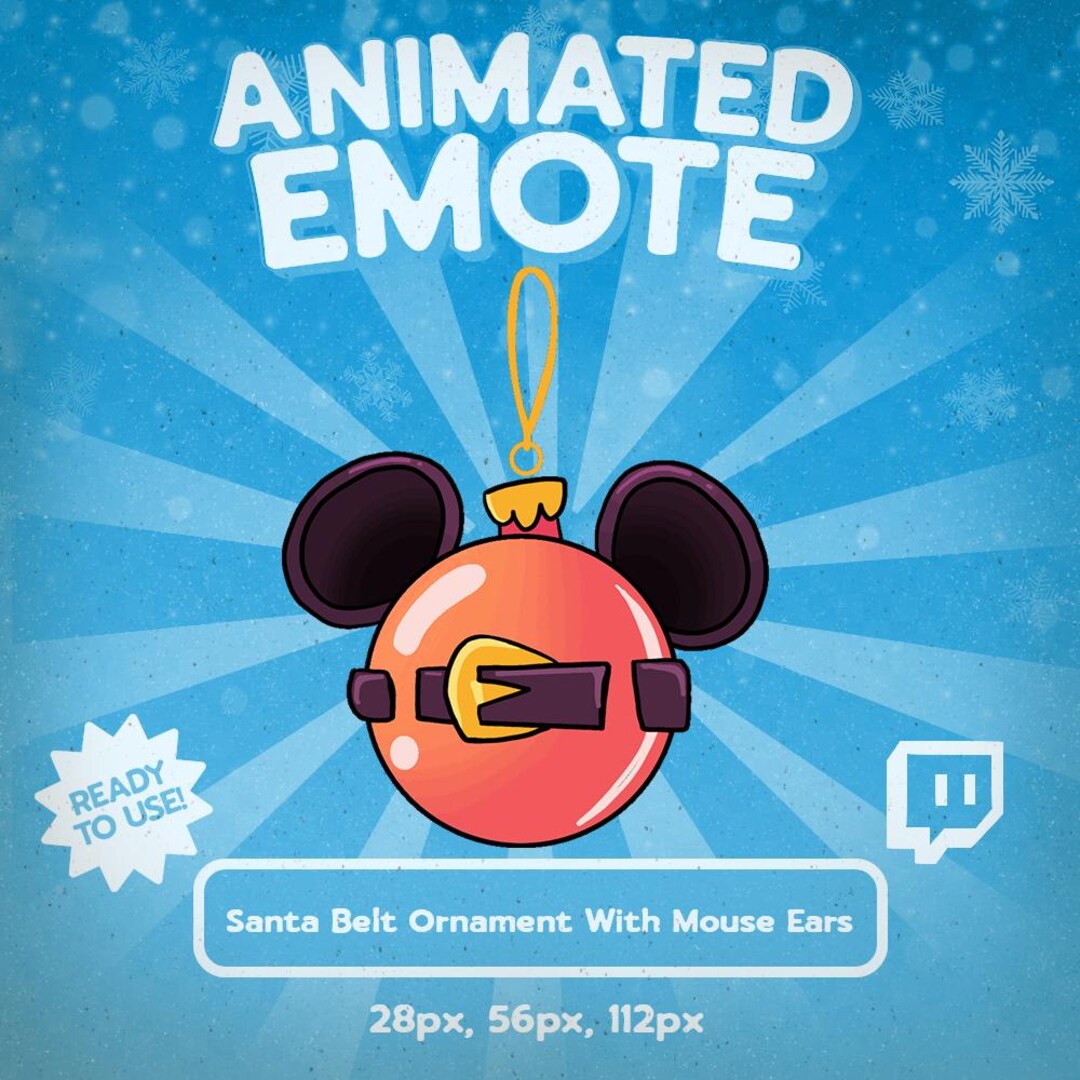 Kawaii Santa Belt Ornament Mouse Ears Animated Emote for Twitch and ...