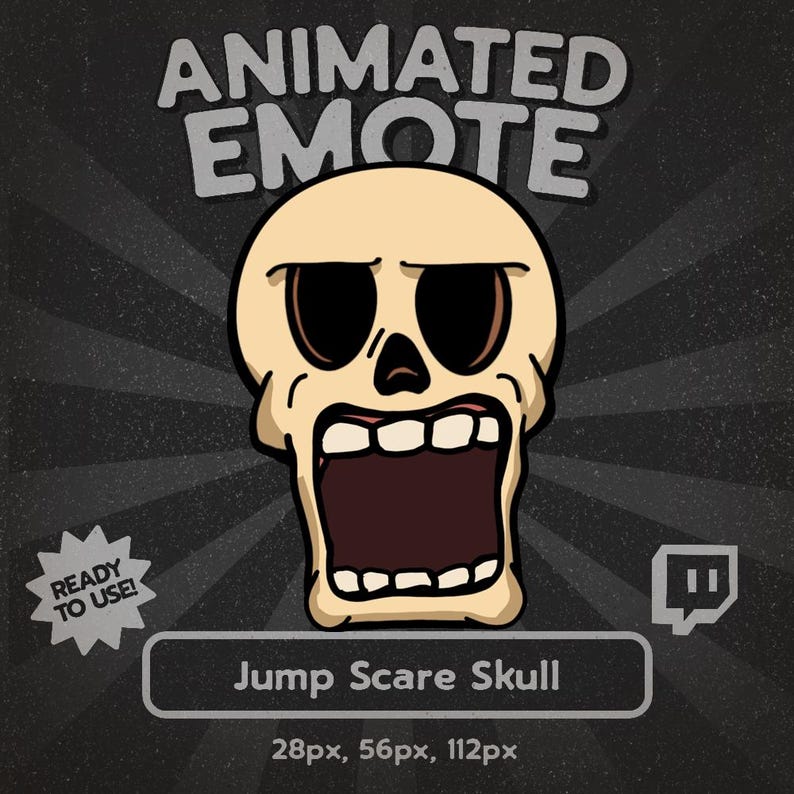 Kawaii Jump Scare Skull Animated Emote: Spooky Halloween Twitch/discord ...