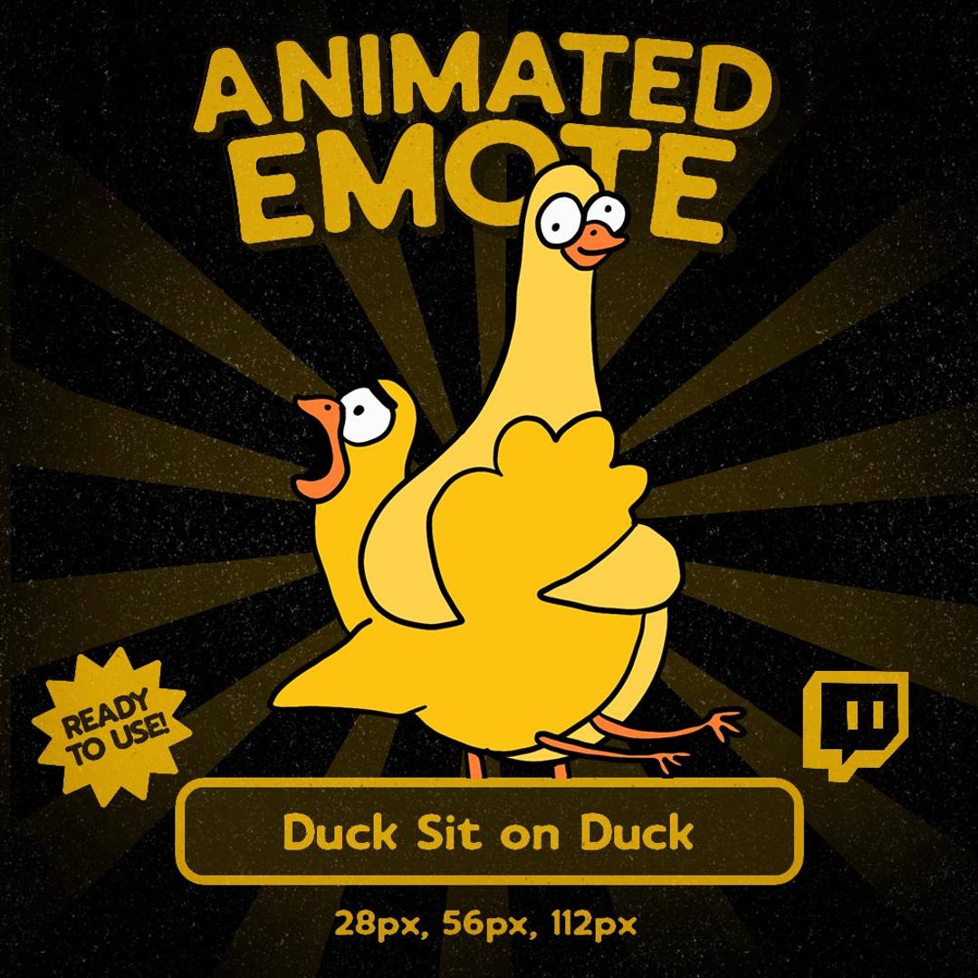 Kawaii Duck Sit on Duck Animated Emote for Twitch and Discord, Funny ...